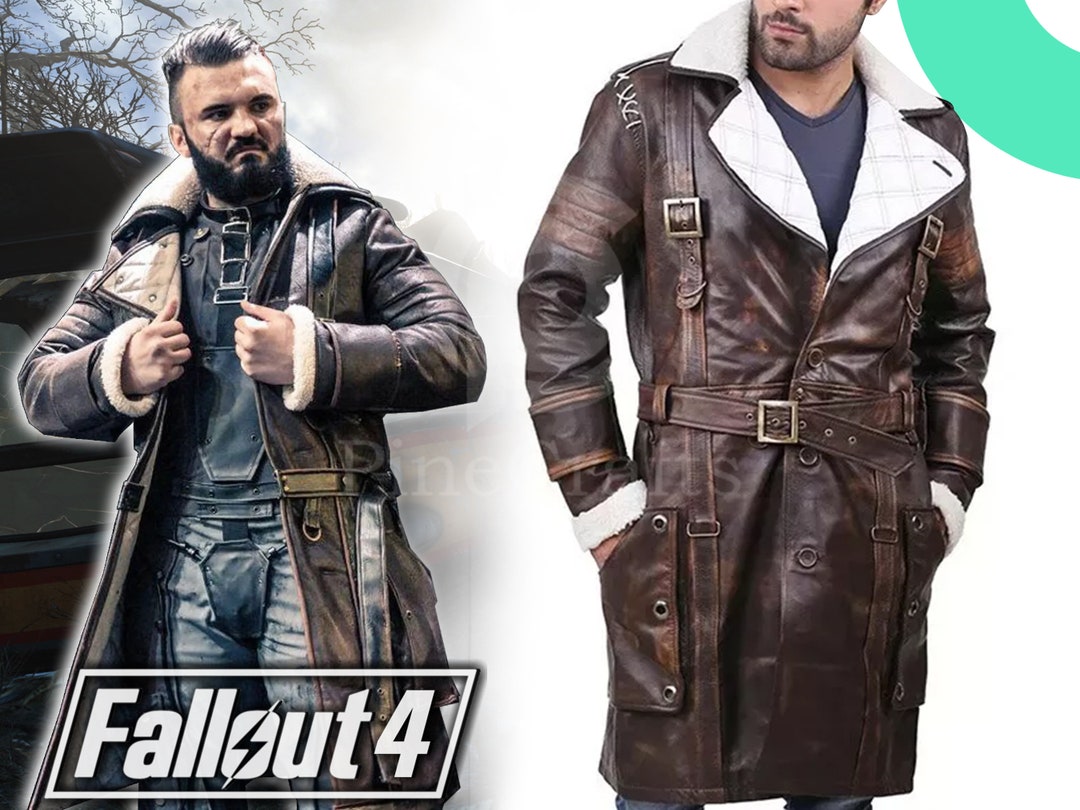 Fallout 4 Elder Maxon Battle Long Trench Coat Genuine Leather ...