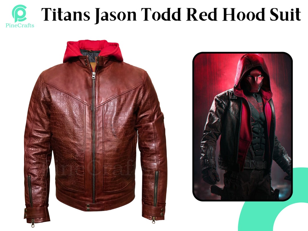 Titan Jason Todd Red Hooded Halloween Leather Jacket Perfect for DC ...
