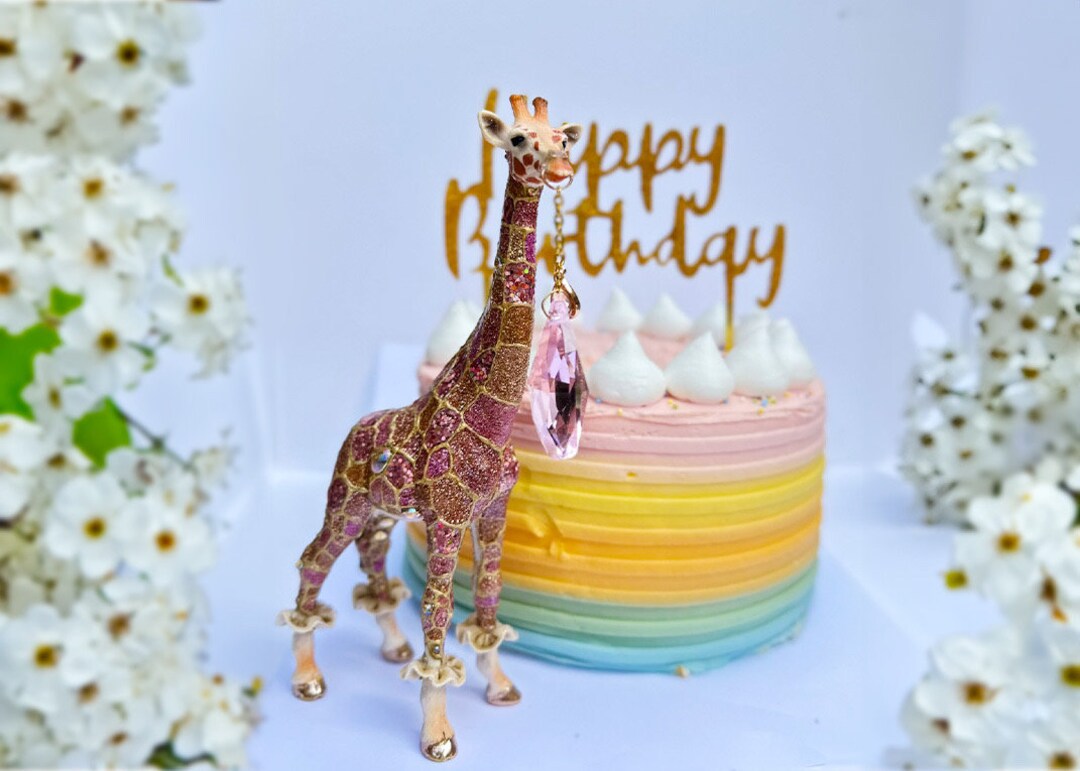 Pink Giraffe Cake Topper | Birthday Party Decoration | Pink Crystal ...