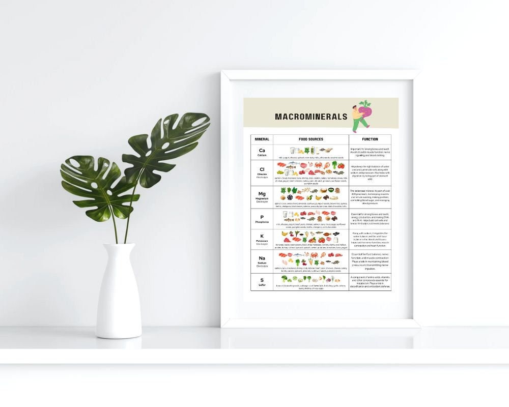 Macrominerals Reference Chart | Printable Digital Nutrition Guide ...