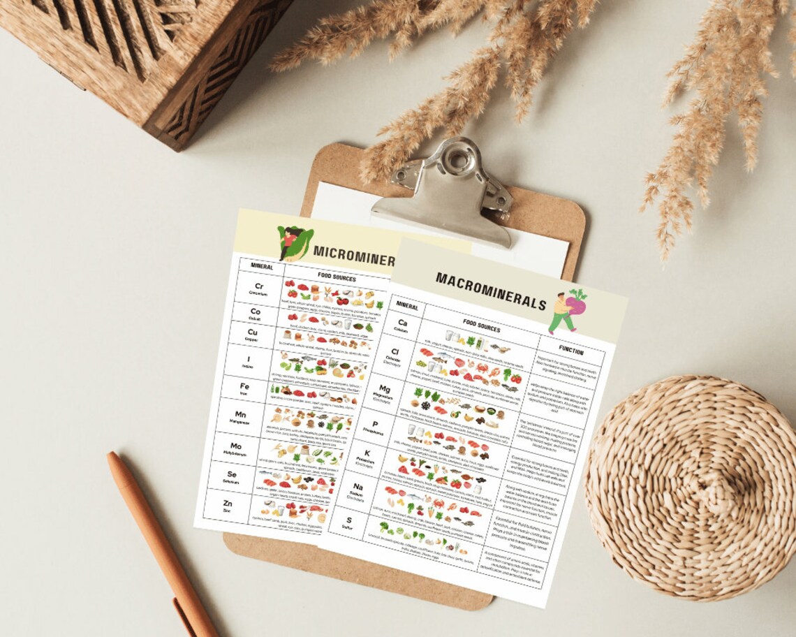 Vitamin & Mineral Reference Guide Bundle Printable Nutrition Charts ...