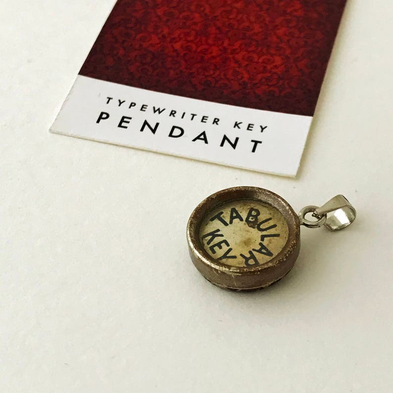 Pendant Created From a Vintage Typewriter Key - Tabular, Creamy Ivory ...