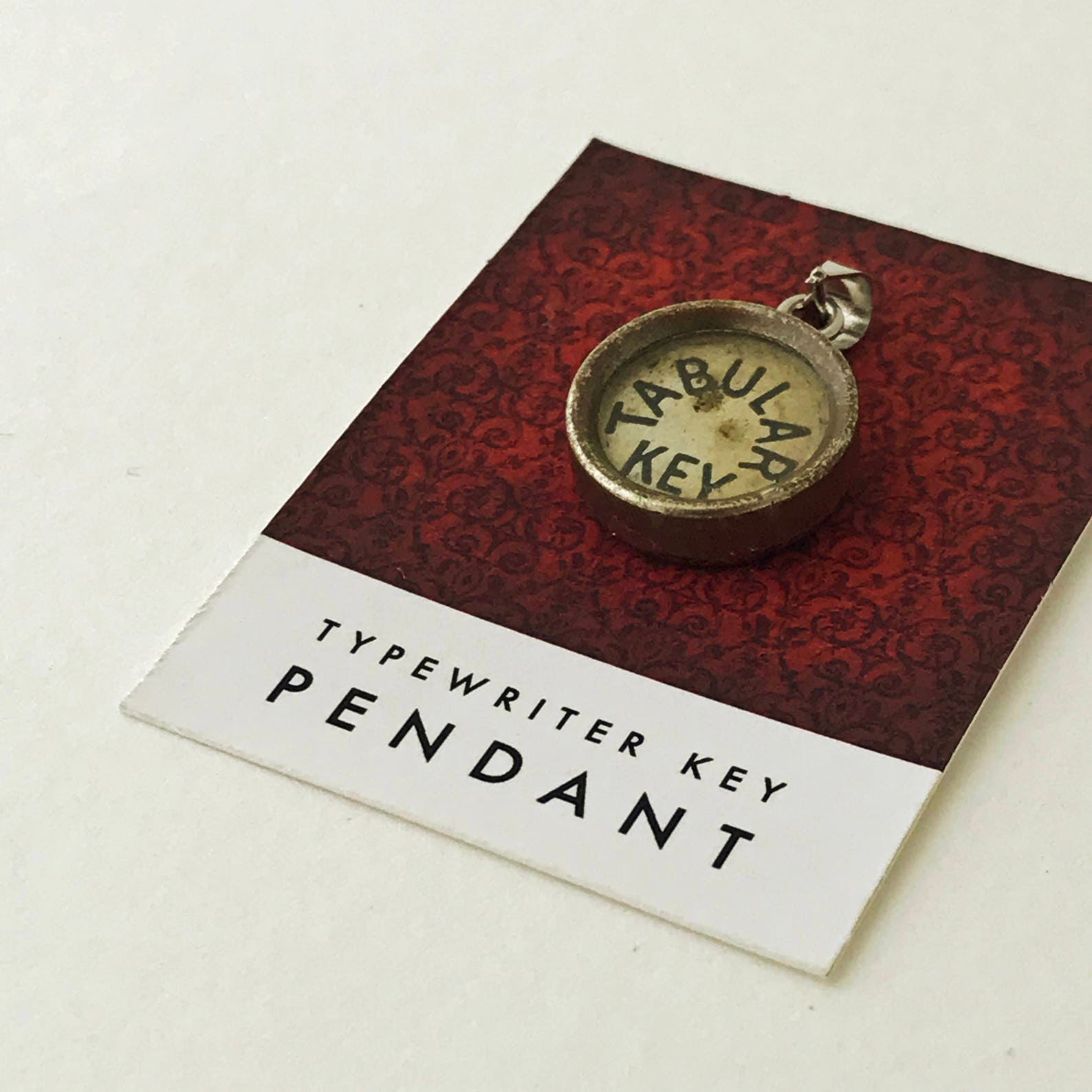 Pendant Created From a Vintage Typewriter Key - Tabular, Creamy Ivory ...
