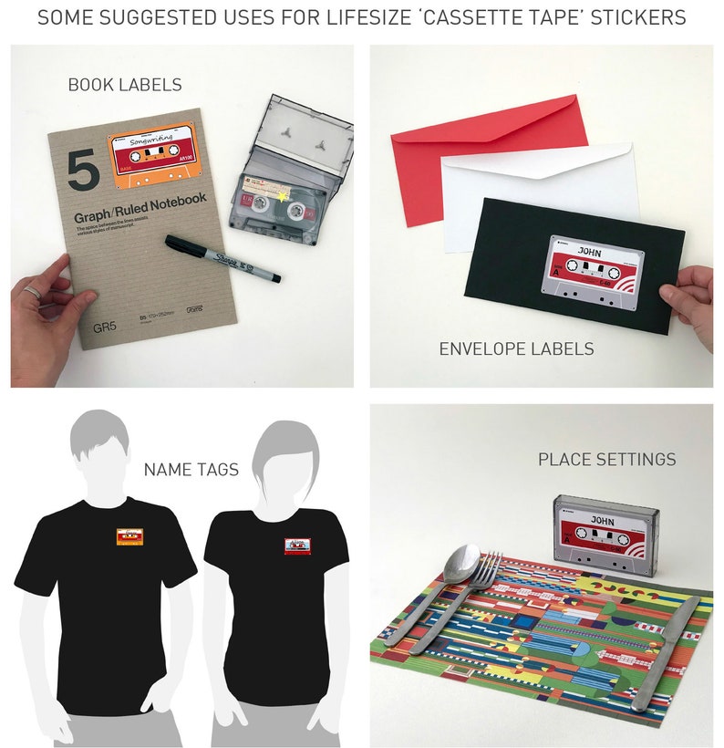 LIFESIZE Cassette Tape Stickers, *write Your Own Labels*, Choose Your ...