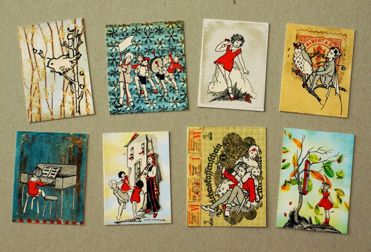 Storybook Stickers (set 1) - Eight Handmade Stickers in a Tiny Glassine ...