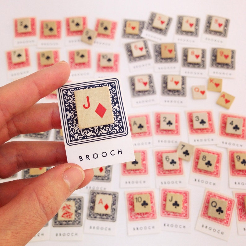 Playing-card Symbol Brooch/badge Made From Vintage Wooden Game Tiles - Etsy