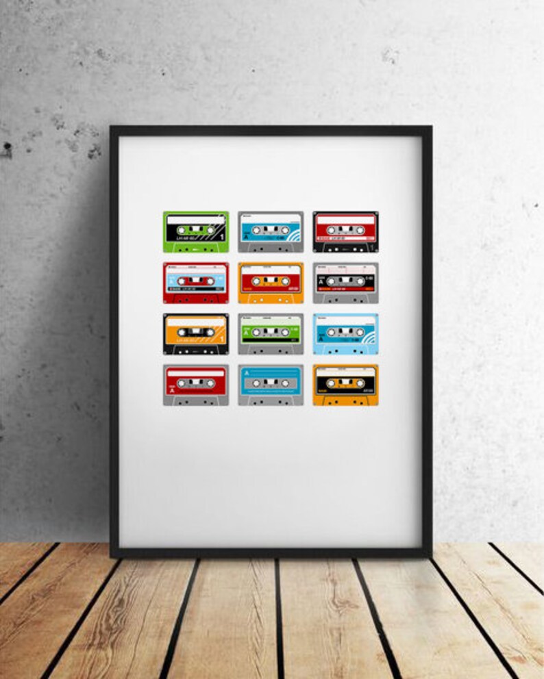 Mixtape Retro - Cassette Tape Grid, Art Print (available in 9 Sizes ...