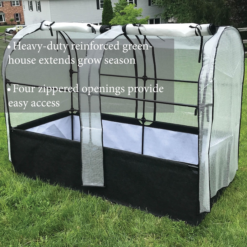 SIMPO 3-in-1 Garden System: Raised Fabric Bed + Greenhouse Cover + Protective Net (36”W X 72”L X ...