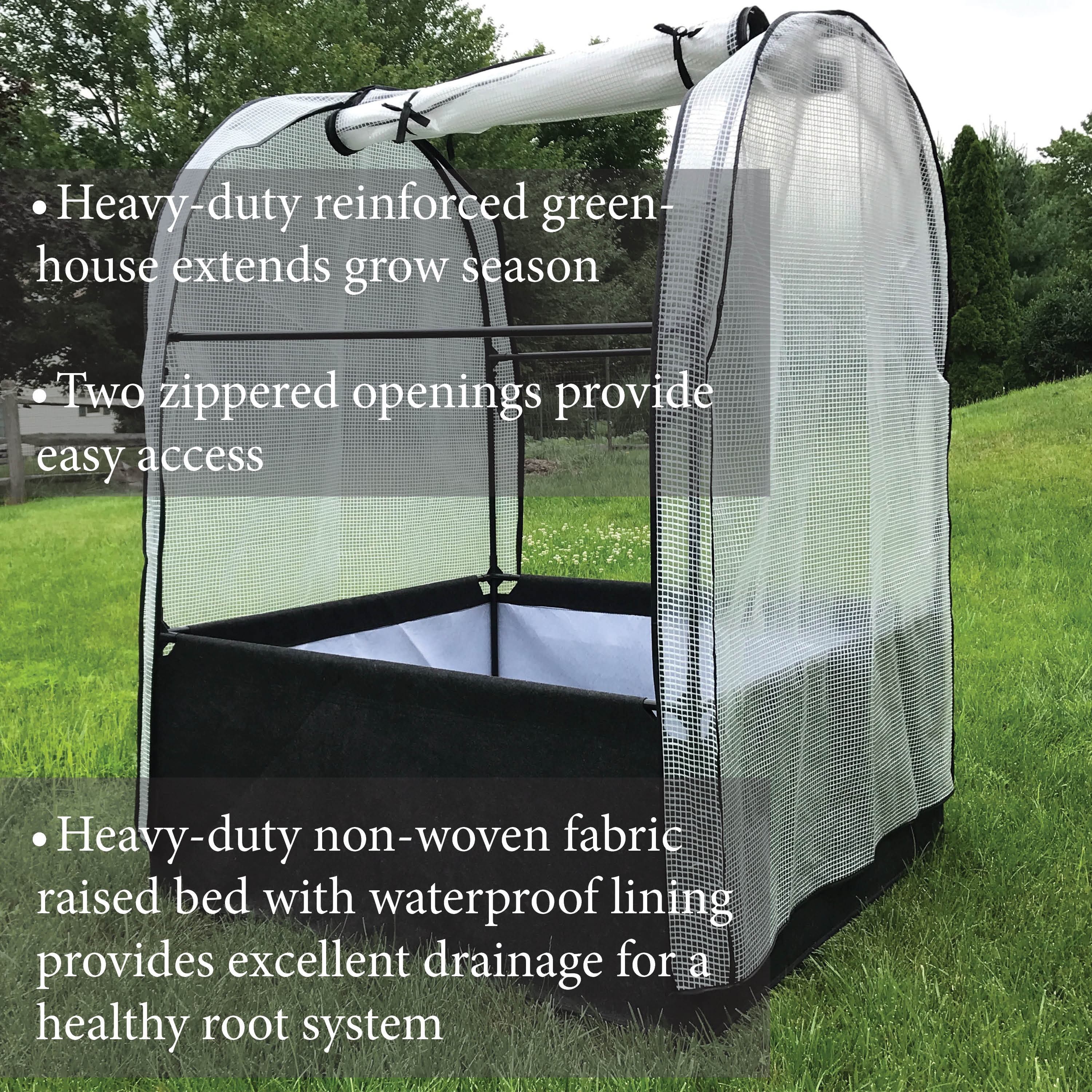 3-in-1 Garden System: Raised Fabric Bed + Greenhouse + Protective Net ...