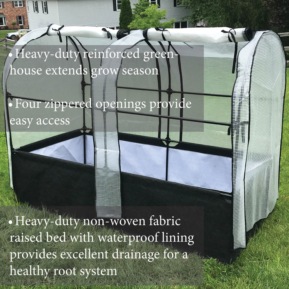 3-in-1 Garden System: Raised Fabric Bed Greenhouse Protective Net 36W X ...