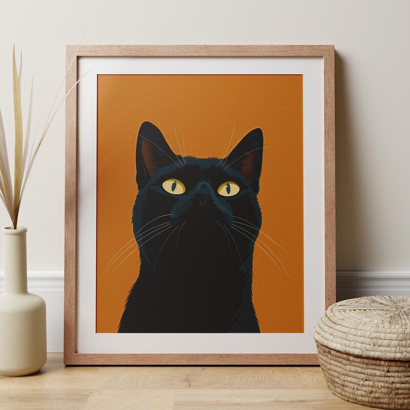 Black Cat Wall Art - Etsy