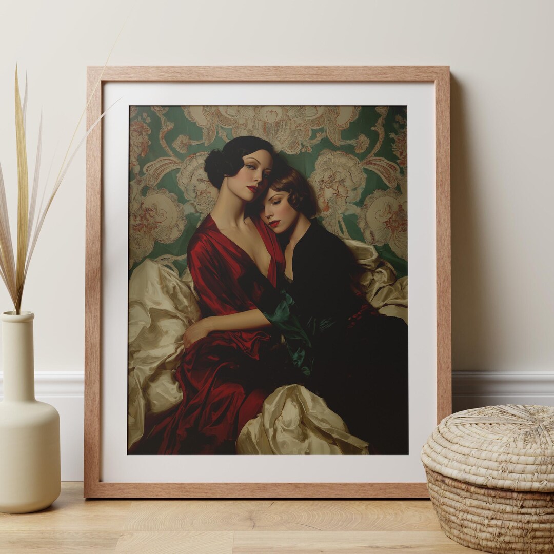 Lesbian Art Deco Print Vintage Sapphic Wall Art Boho Home Decor Etsy