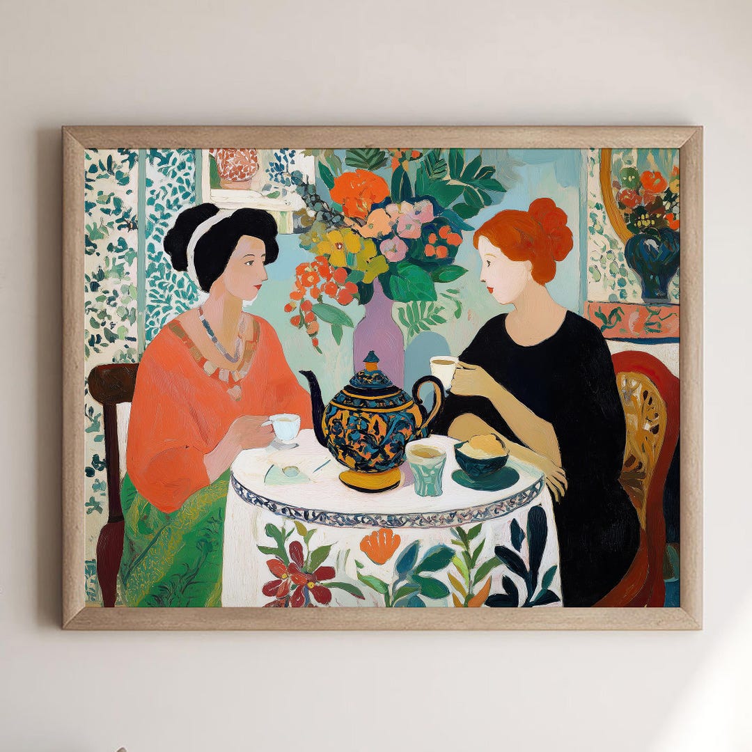 Friends Drinking Tea Art, Matisse Inspired Print, Kitchen Decor - Etsy