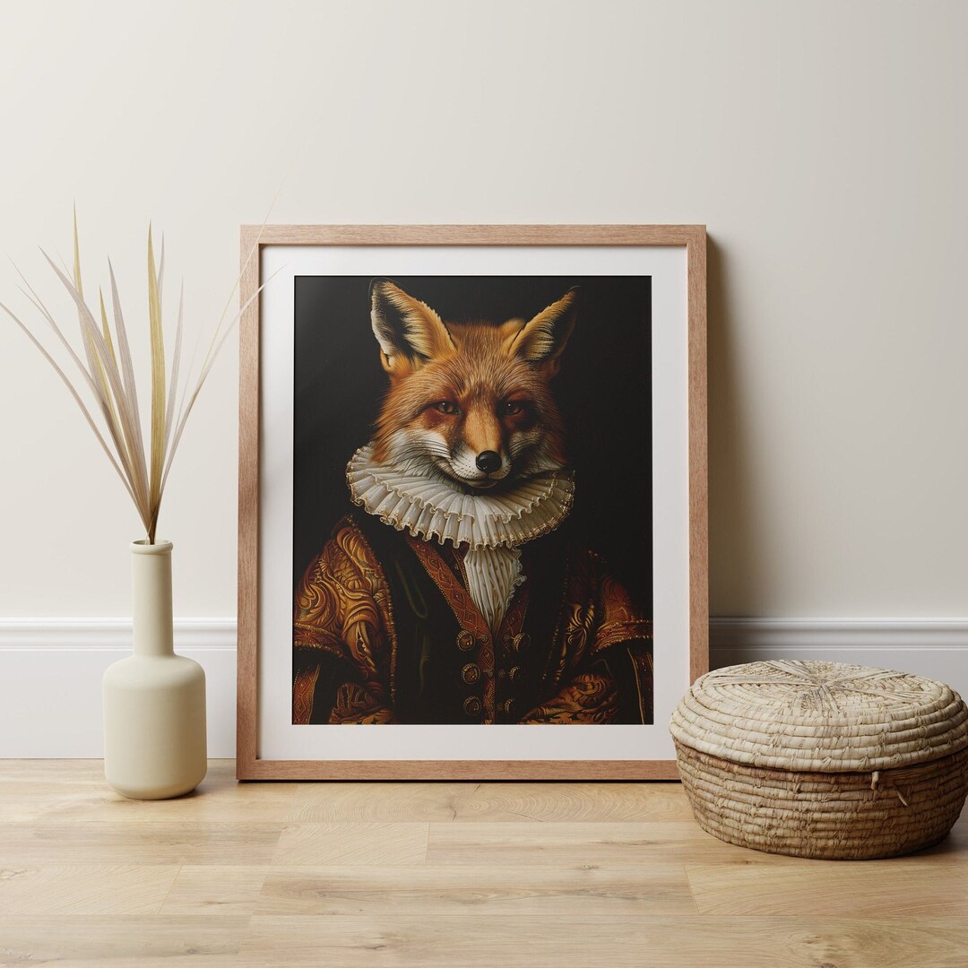 Fox Portrait Print Renaissance Style Whimsical Animal Art, Goth Home ...
