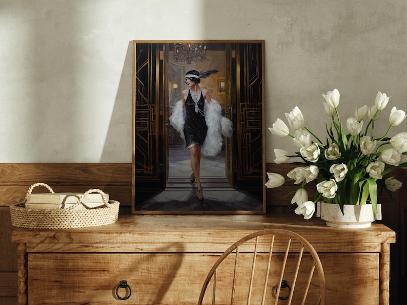 Art Deco Flapper Girl Print, Gatsby Wall Art, Speakeasy Prohibition ...