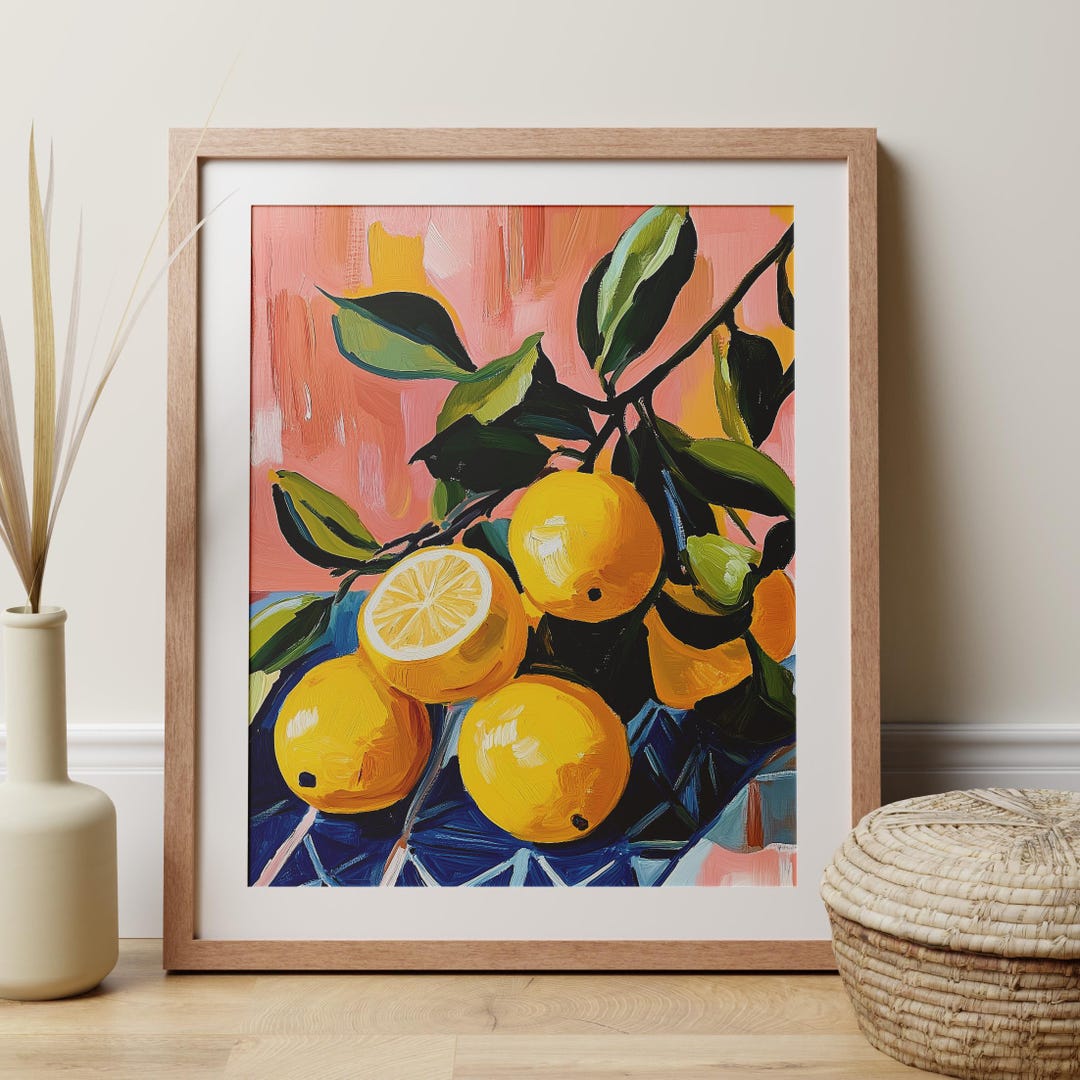 Kitchen Lemon Painting in Mid-century Matisse Style, A Fresh Vibrant ...