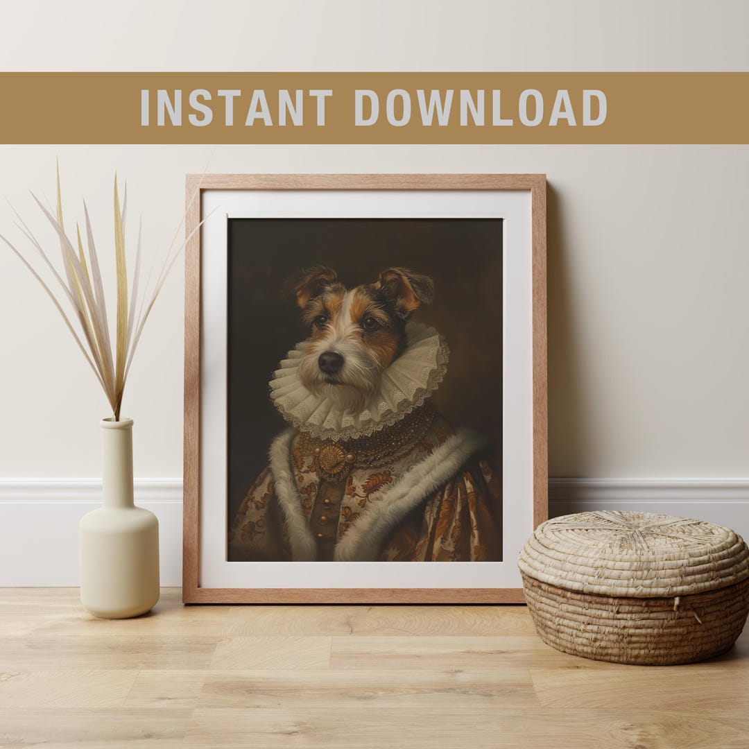 Renaissance Dog Printable Art, Noble Jack Russell Elizabethan Picture ...