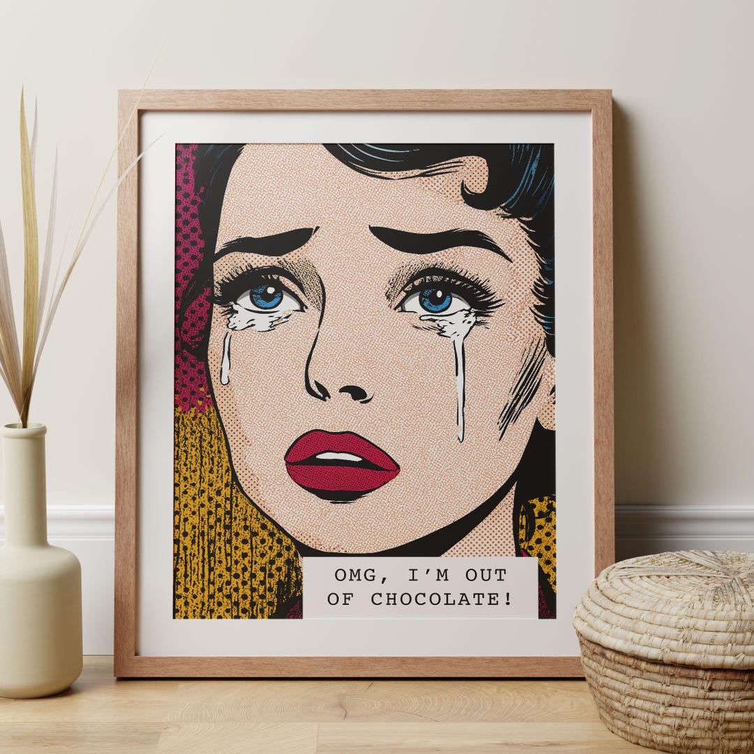 Pop Art Print Woman and Chocolate, Funny Comic Poster 1960s Retro Decor ...