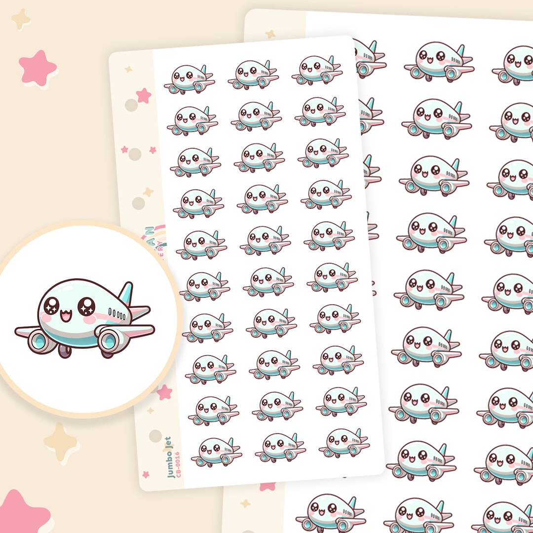 Cute Aeroplane Stickers Kawaii Jumbo Jet Plane Planner Stickers by ...