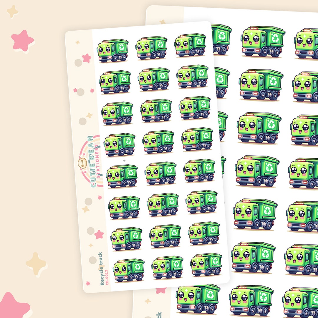 Cute Recycling Truck Stickers Kawaii Bin Lorry Planner Stickers by ...