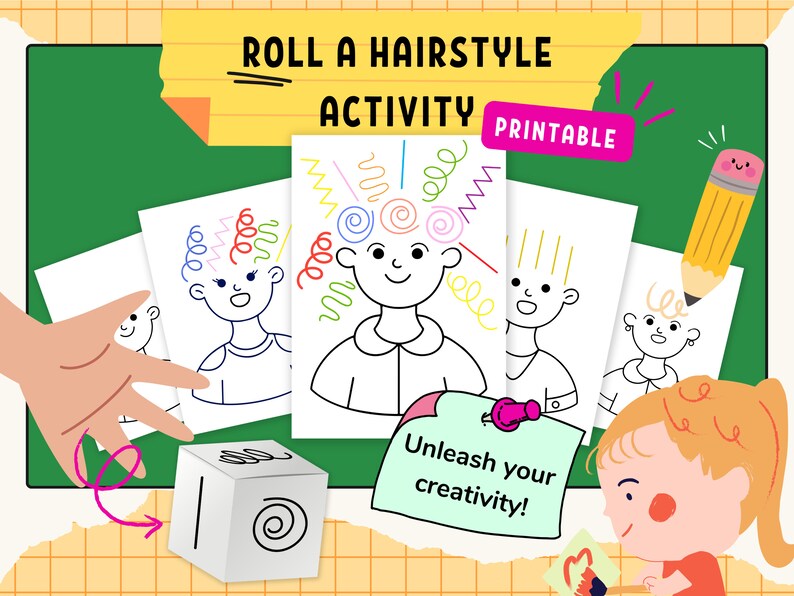 ROLL A HAIRSTYLE ACTIVITY, Roll and Style: Printable Hairstyle Activity ...