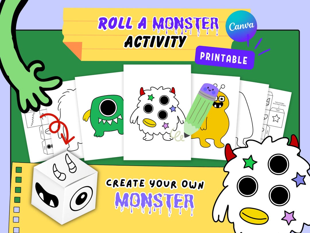 Roll a Monster Activity Printable for Kids - Fun Monster Templates ...
