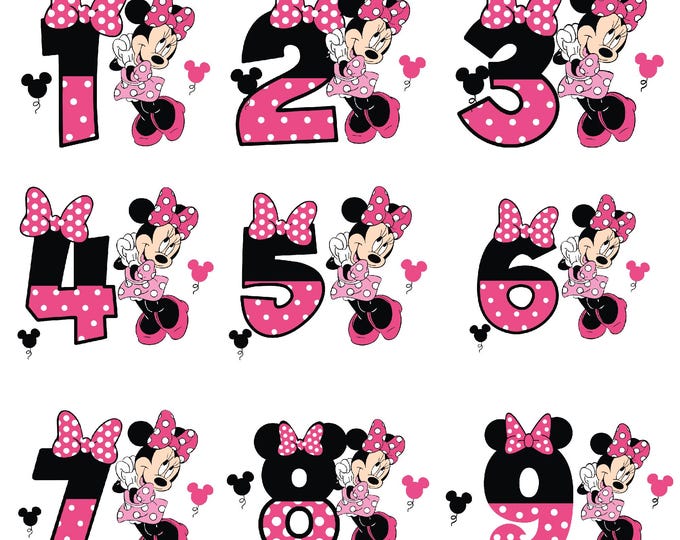 Birthday Minnie Mouse Svg, Cupcake Toppers, Cupcake Pick, 9th Birthday ...