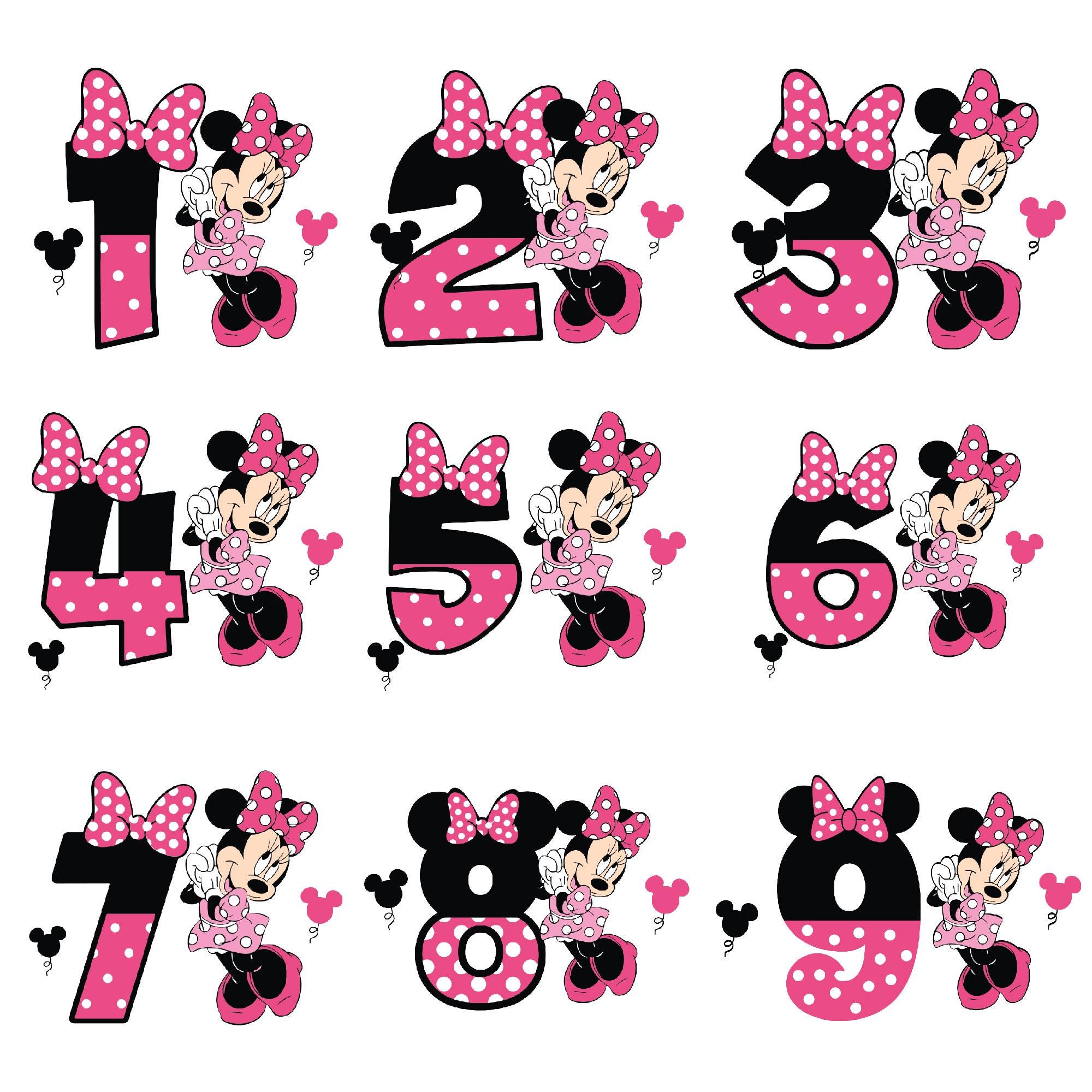 Minnie Birthday Svg, Minnie Number, Mickey Minnie Number Font Svg ...