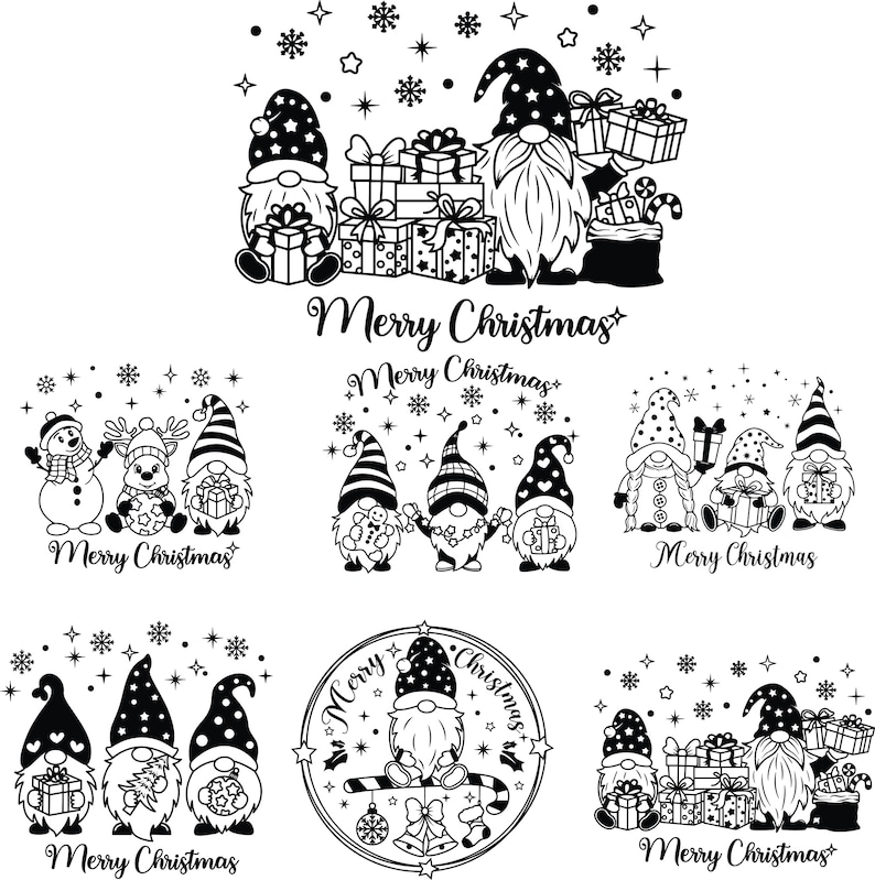 Christmas Gnome Bundle Svg,png,pdf Christmas Doodle, Gnomes Merry ...