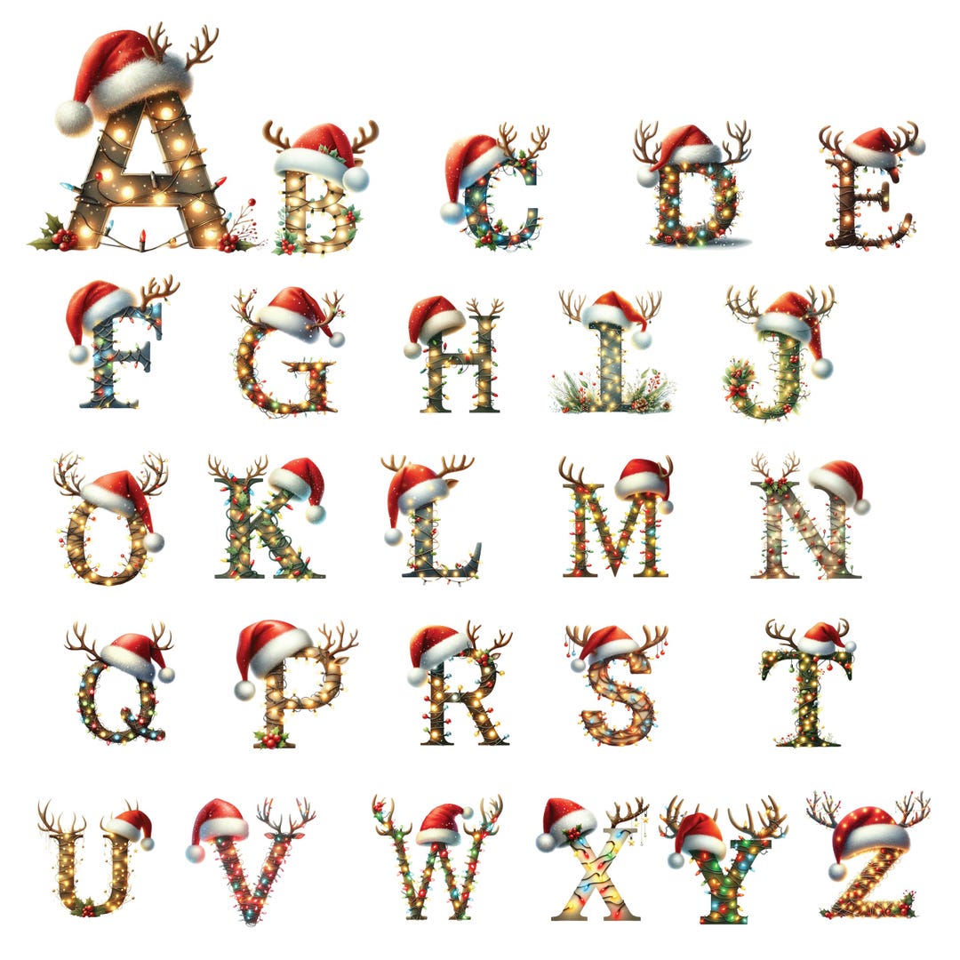 Christmas Alphabet Clipart Bundle, Christmas Letter, Christmas Alphabet ...