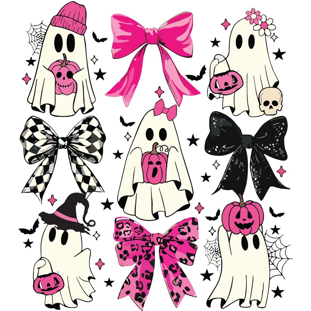 Coquette Halloween Ghost PNG | Pumpkin Bow Clipart (digital Download ...