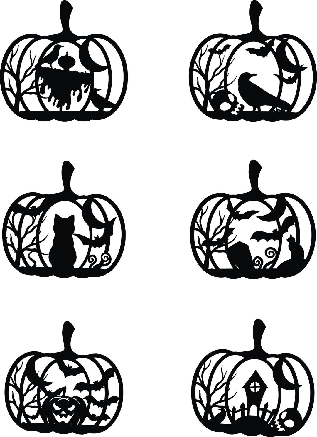 Spooky Halloween Pumpkin SVG Bundle | Bats, Cats, Graveyard Cut File ...