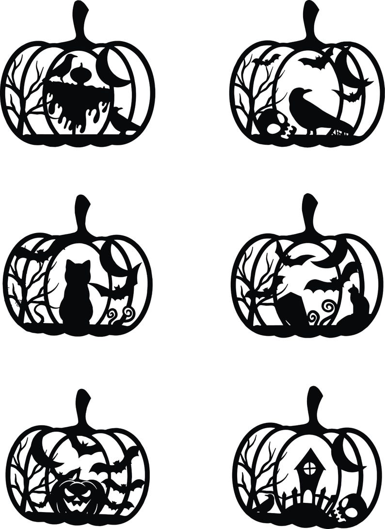 Spooky Halloween Pumpkin SVG Bundle | Bats, Cats, Graveyard Cut File ...