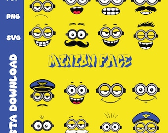 Minion Face Svg Bundle, Minions Face Svg, Minions Face Clipart, Minion ...