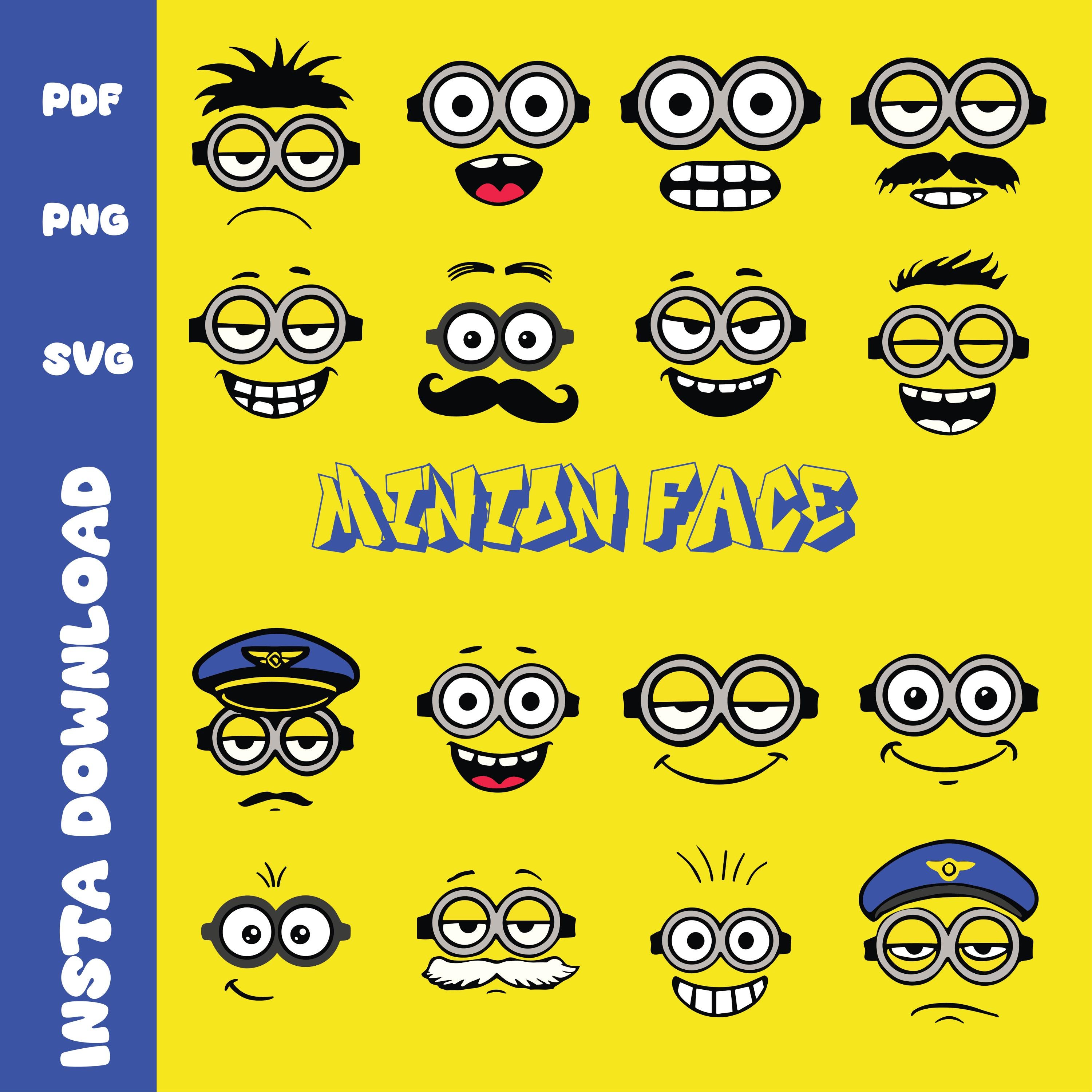Minion Face Svg Bundle, Minions Face Svg, Minions Face Clipart, Minion ...