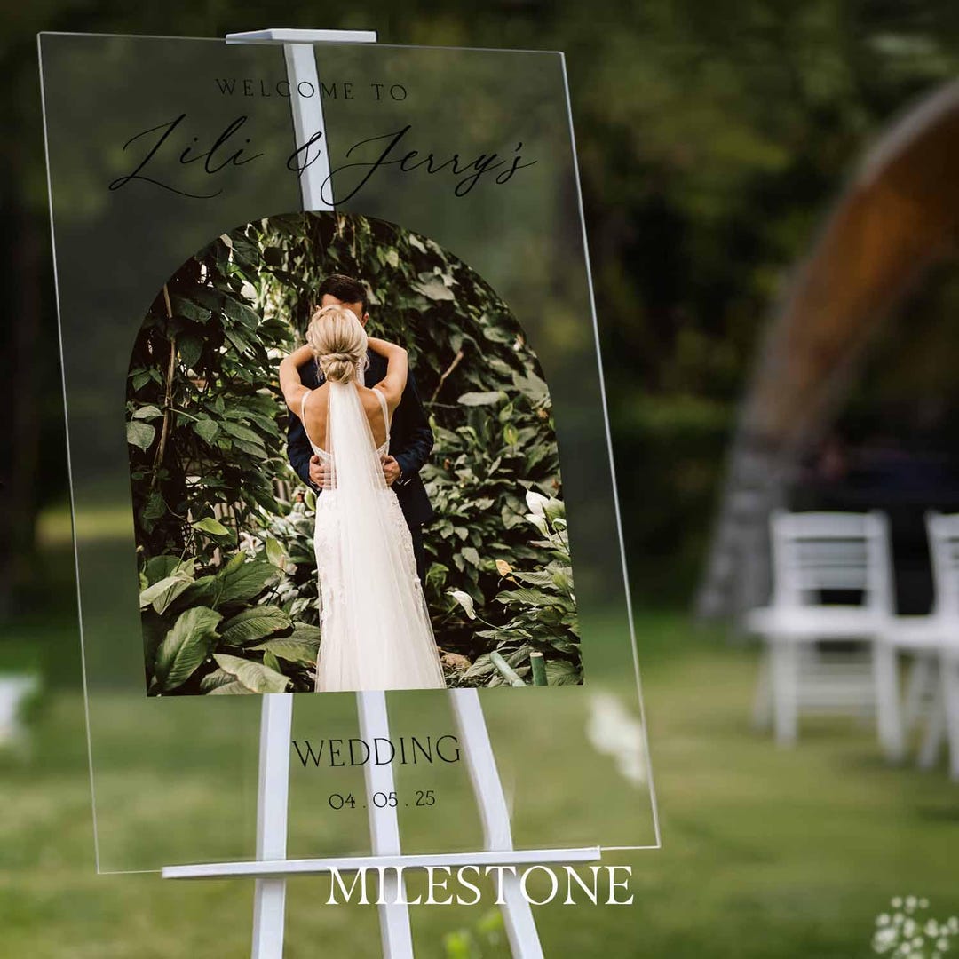 Photo Wedding Welcome Sign, Custom Wedding Day Signage With Photo ...