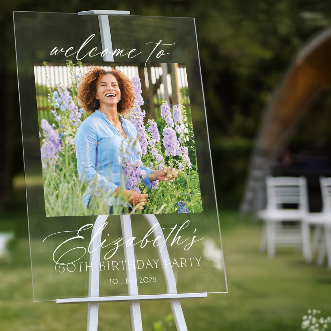 50th Birthday Sign, 50 and Fabulous Photo Birthday Sign, Personalized ...