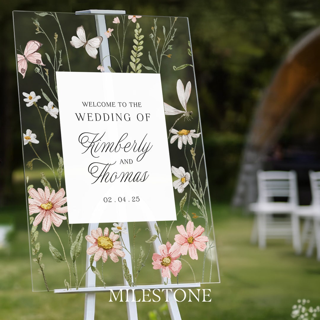 Wildflowers Wedding Sign, Floral Welcome to the Wedding of Sign ...