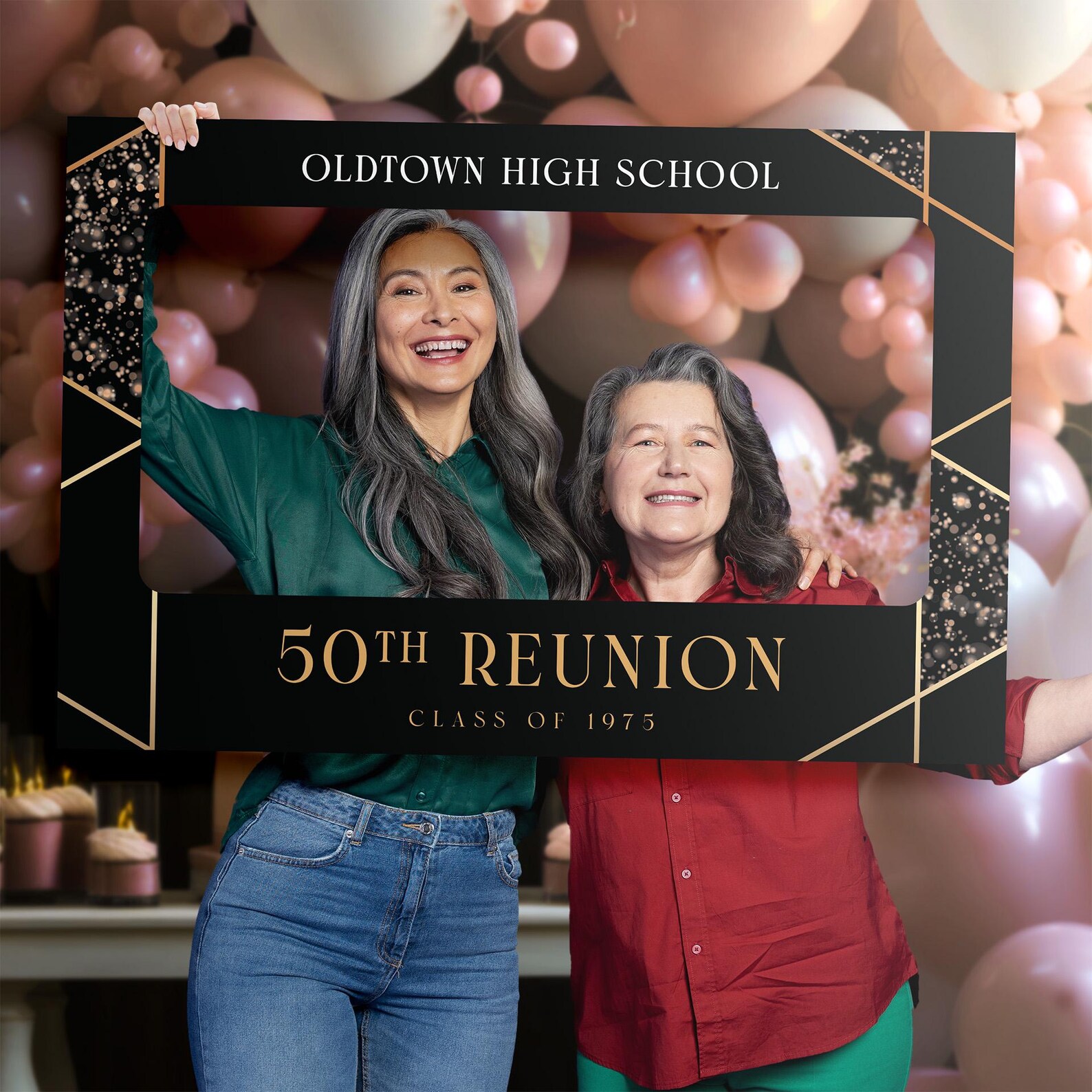 Custom School Reunion Photo Booth Frame, Personalized Black Photo Frame ...