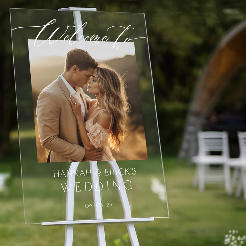 Wedding Sign With Photo, Wedding Welcome Sign With Photo, Custom ...