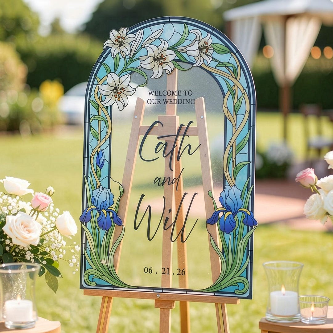 Floral Wedding Welcome Sign, Acrylic Wedding Sign, Lily Welcome to Our ...