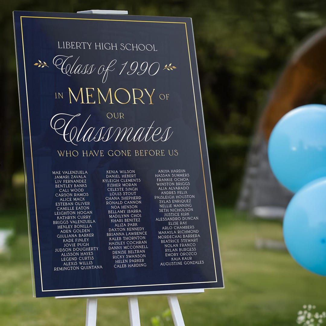 Custom in Memory of Our Classmates High School Reunion Memorial Sign ...