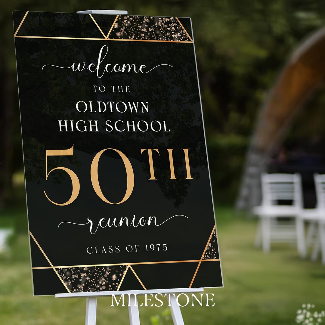 Printed Black High School Reunion Sign for School Reunion Welcome ...