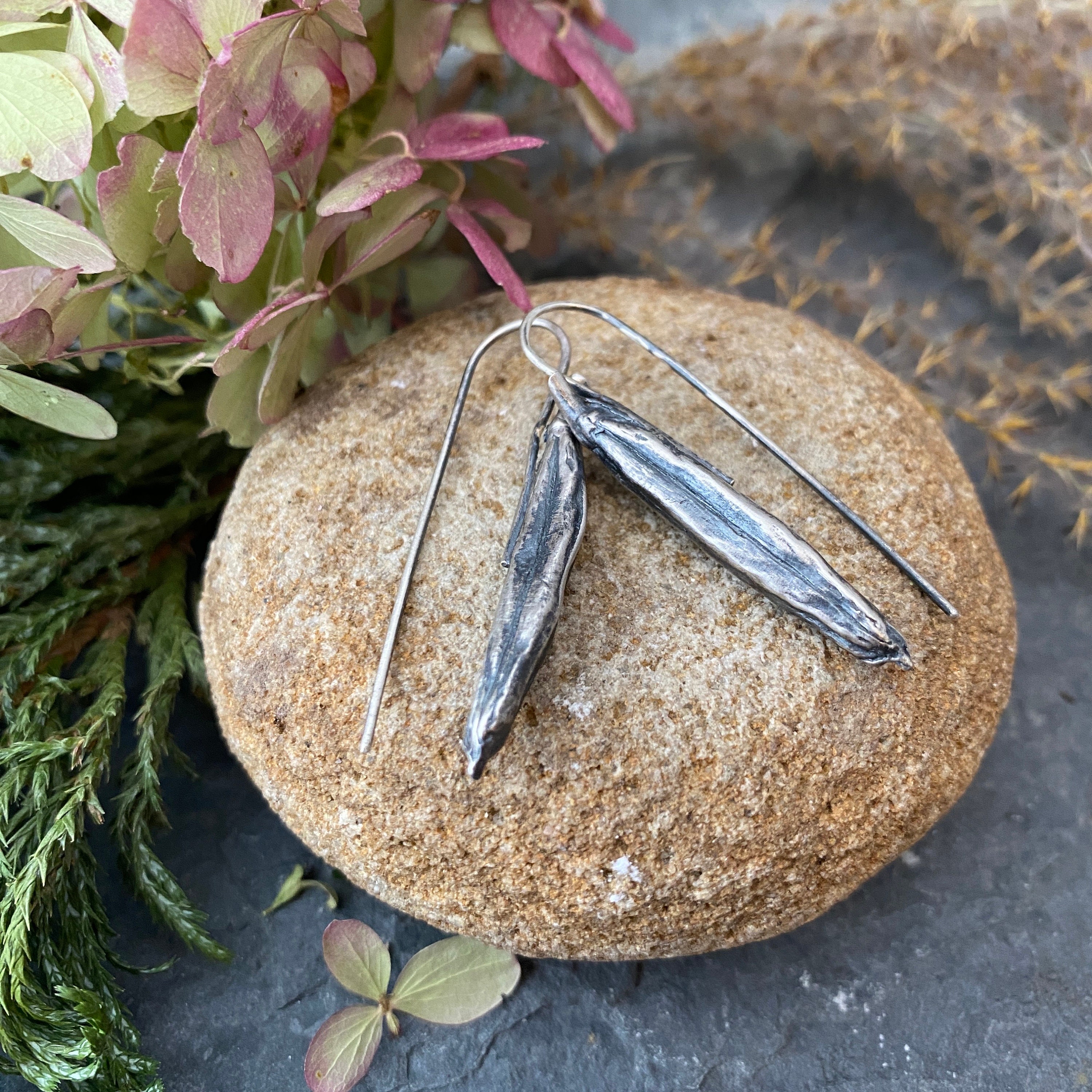 Hosta Seed Pods Recycled Sterling Silver Earrings - Etsy