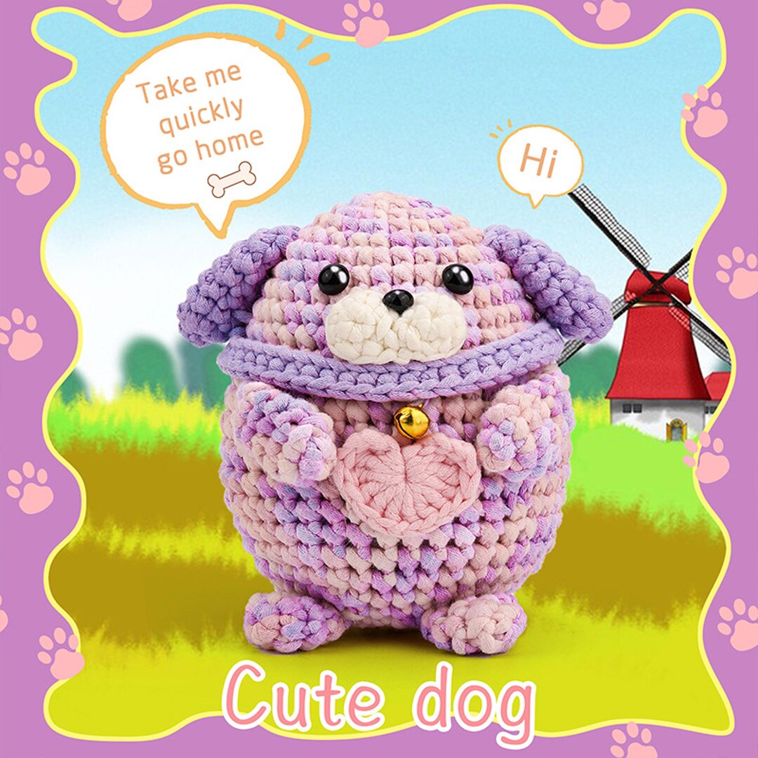 Purple Dog Crochet Kit,crochet Dogs,easy Level Crochet Kit,crochet Kit ...