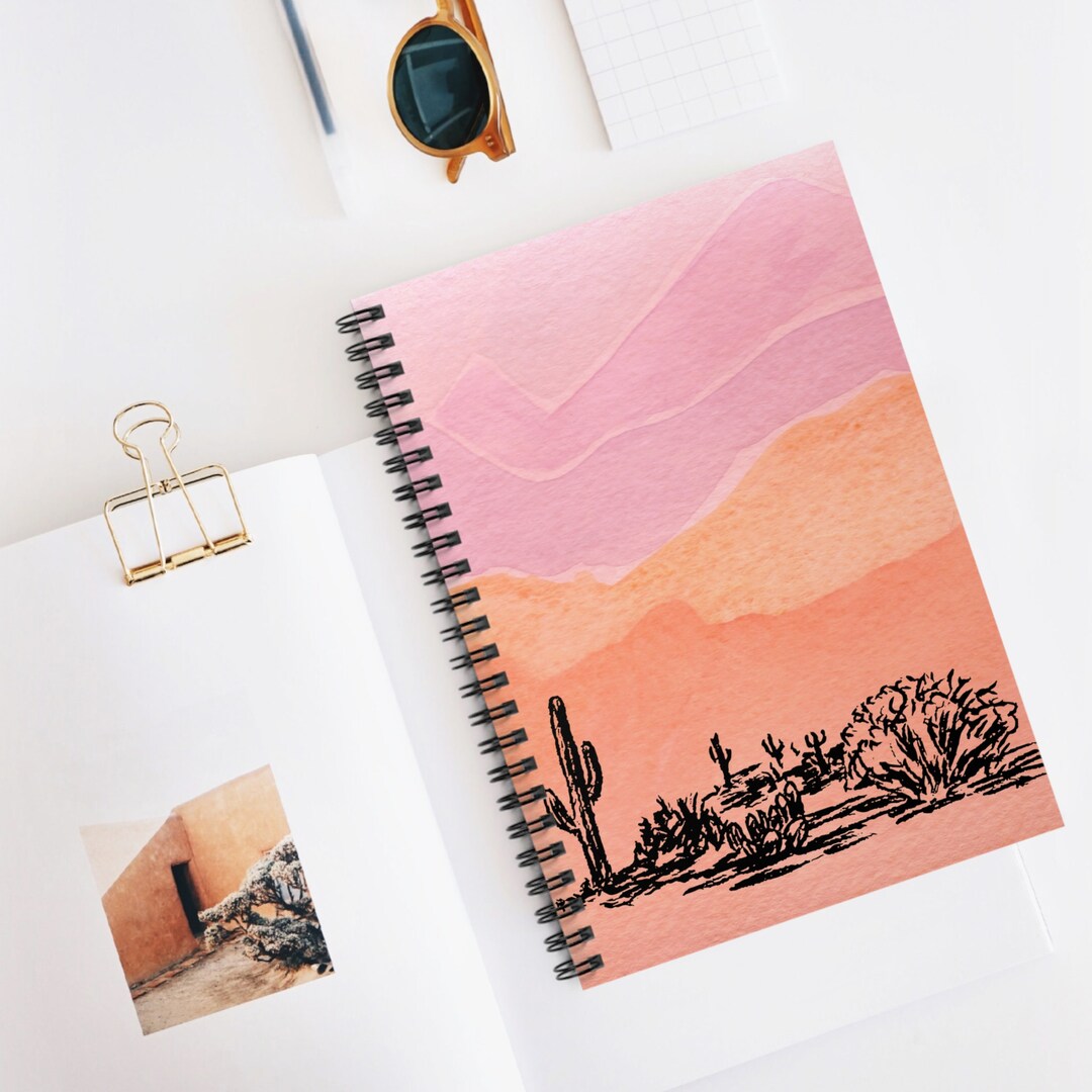 Pastel Mountain Desert Cactus Spiral Notebook Ruled Line - Etsy
