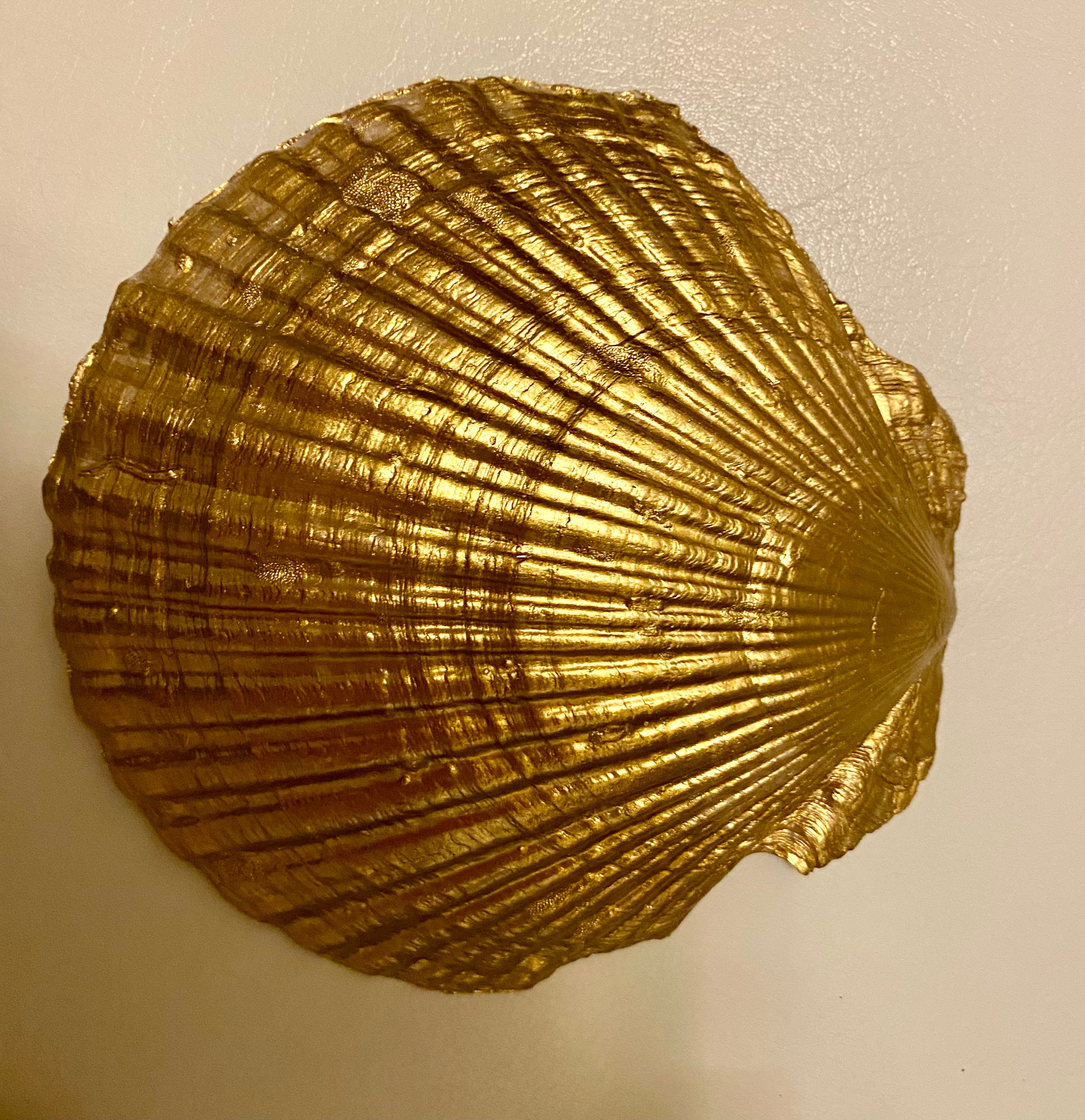 Decoupage Scallop Shell: Gold Bee & Floral Motif, Coastal Decor - Etsy