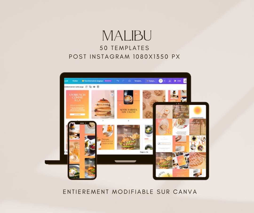 MALIBU Template Instagram Post Template Post Template Instant Download ...