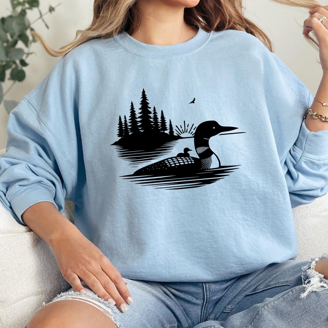 Loon Lover Sweatshirt Gift for Birder Bird Watcher, Minnesota Lake ...