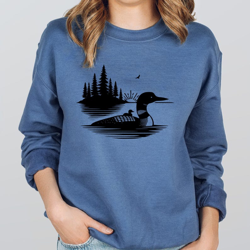 Loon Lover Sweatshirt Gift for Birder Bird Watcher, Minnesota Lake ...